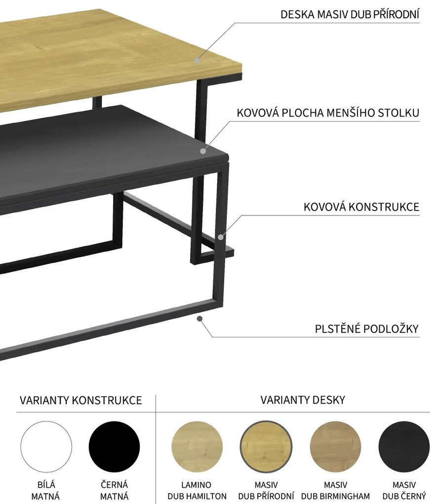 Konferenční stolek do obýváku C12, dub Hamilton ZVOLTE TYP DŘEVA:: Masiv dub BIRMINGHAM