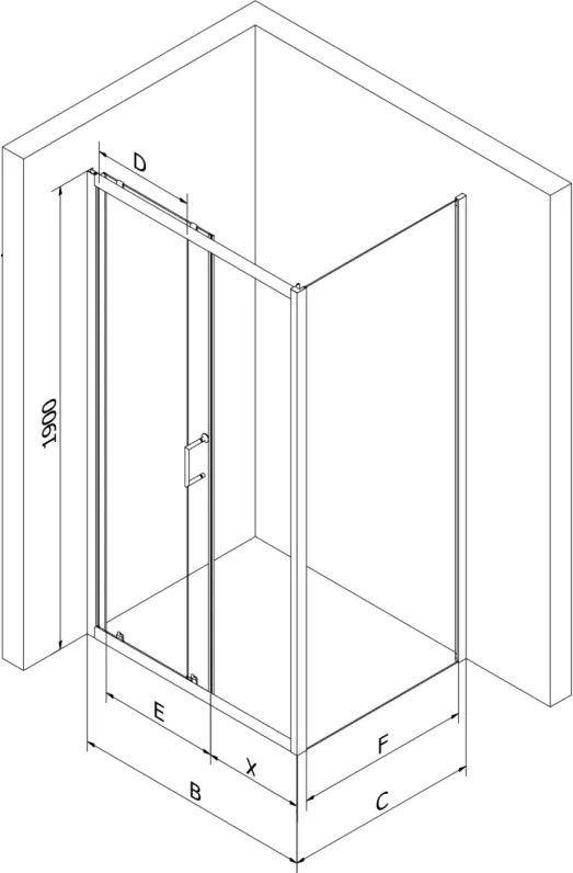 Mexen APIA sprchový kout 120x90, čiré sklo/černý profil, 840-120-090-70-00