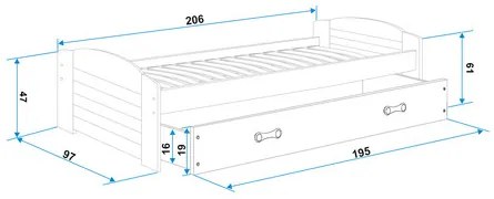 Dětská postel LILI s úložným prostorem 90x200 cm -  bílá Bílá