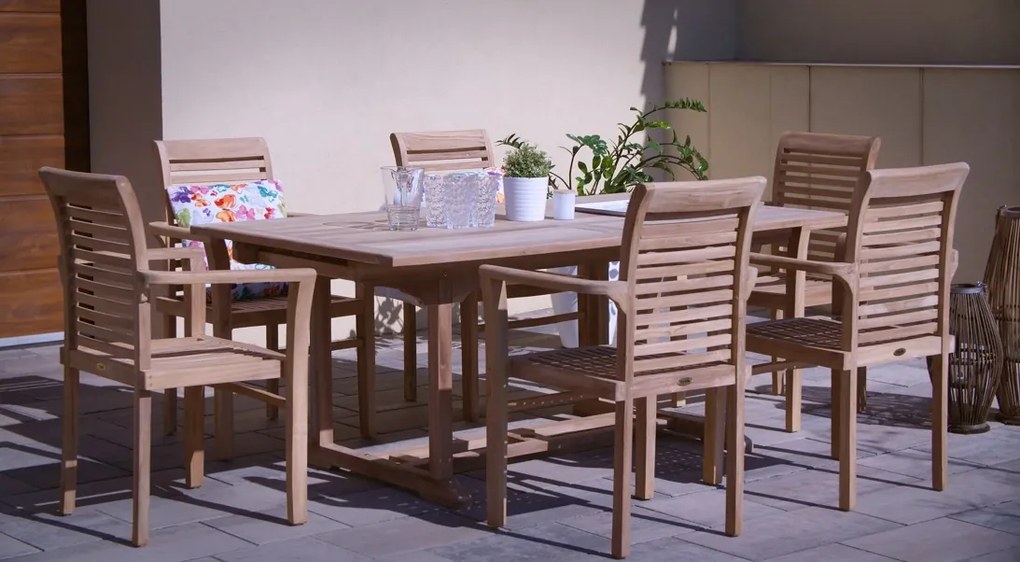 Noela Dřevěný zahradní nábytek Faisal I. teak set 1+6