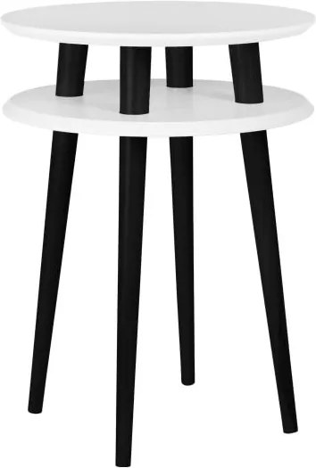 Bílý příruční stolek s černými nohami Ragaba UFO, Ø 45 cm