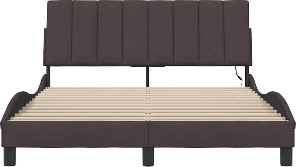 Rám postele bez matrace Hanko tmavě hnědý 140 x 200 cm textil 3310464