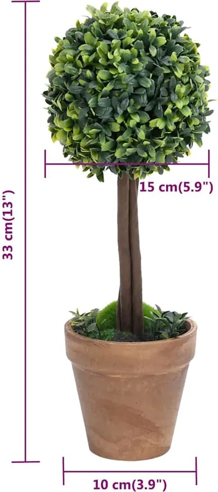 Umělé zimostrázy ve tvaru koule 2 ks s květináči zelené 33 cm 336515