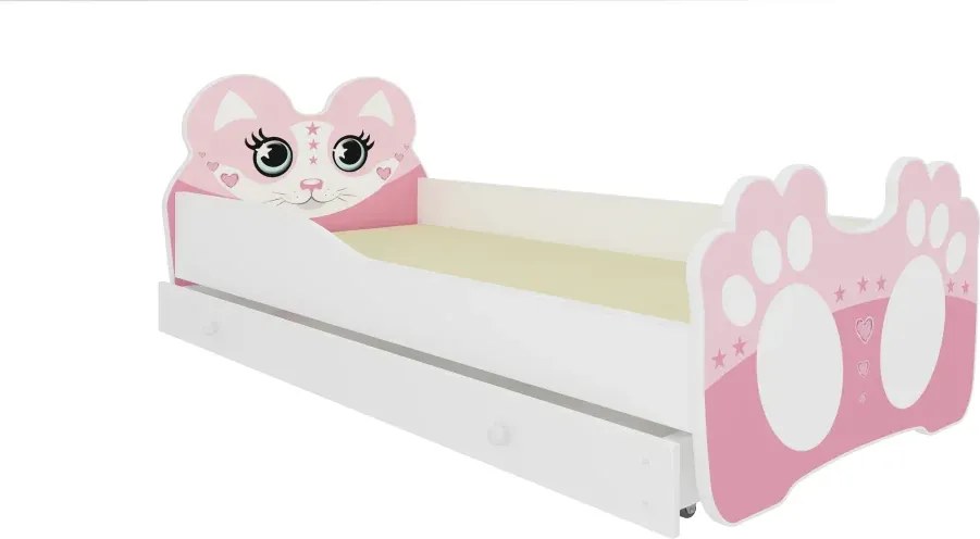 Postel s matrací a zásuvkou BEAR PINK 160x80