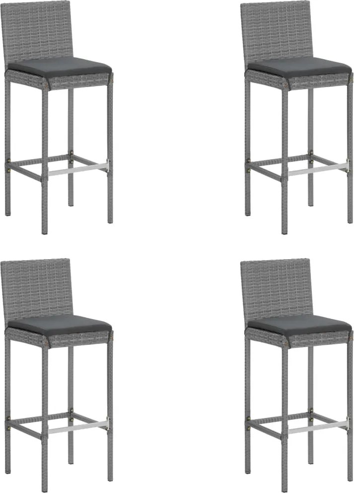 5dílný zahradní barový set s poduškami šedý polyratan 3187626
