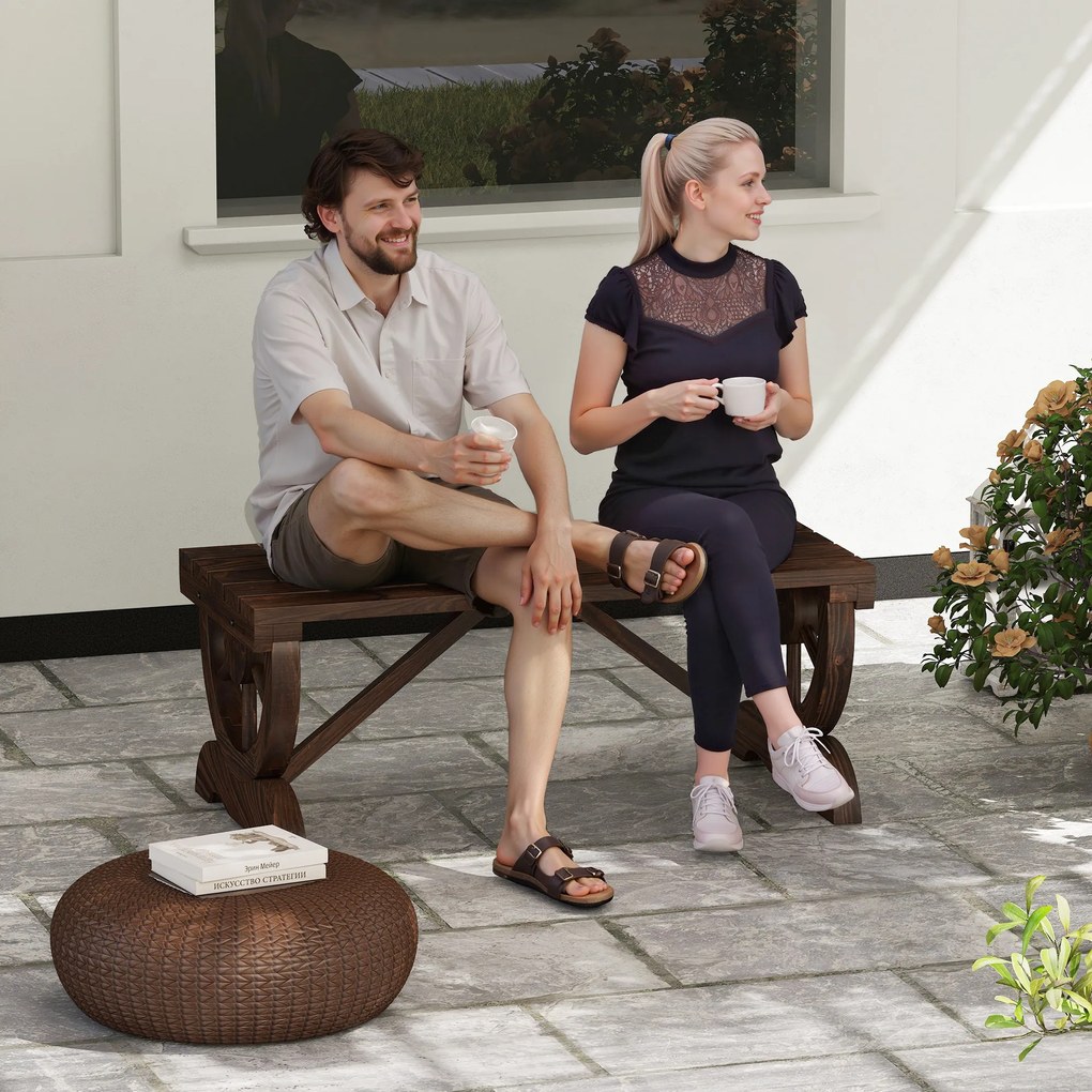 Outsunny Zahradní lavička Dřevěná lavička odolná proti povětrnostním vlivům Zahradní nábytek Rustikální lavička Přírodní 98 x 50 x 39,5 cm | Aosom