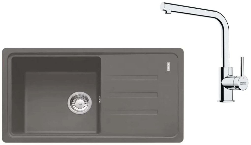 Franke - Kuchyňský set G268ŠK, fragranitový dřez BSG 611-78/39 a baterie FS 3230.031, šedý kámen/chrom 114.0700.761