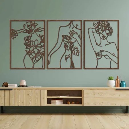 Třídílná nástěnná dekorace ženy – Moderní art umění | SENTOP HDF0480