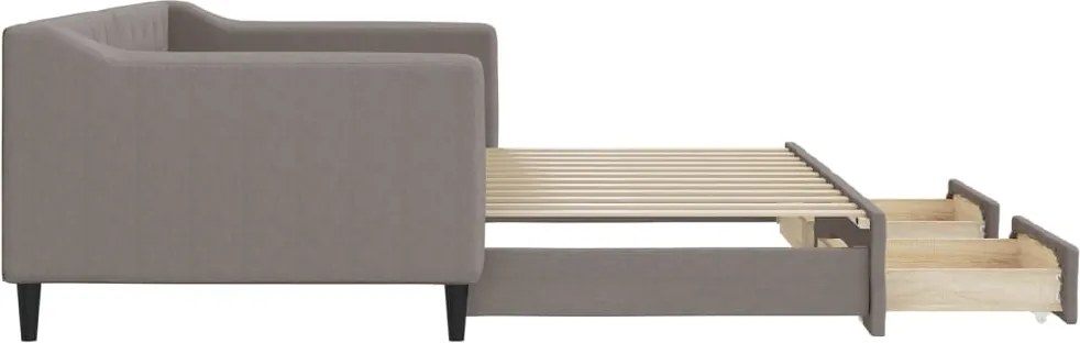 Válenda s přistýlkou a zásuvkami taupe 90 x 200 cm textil 3197465