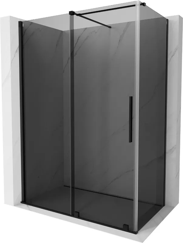 Mexen Velar, sprchový kout s posuvnými dveřmi 130 x 75 cm, 8mm šedé sklo, černá matná, 871-130-075-41-70