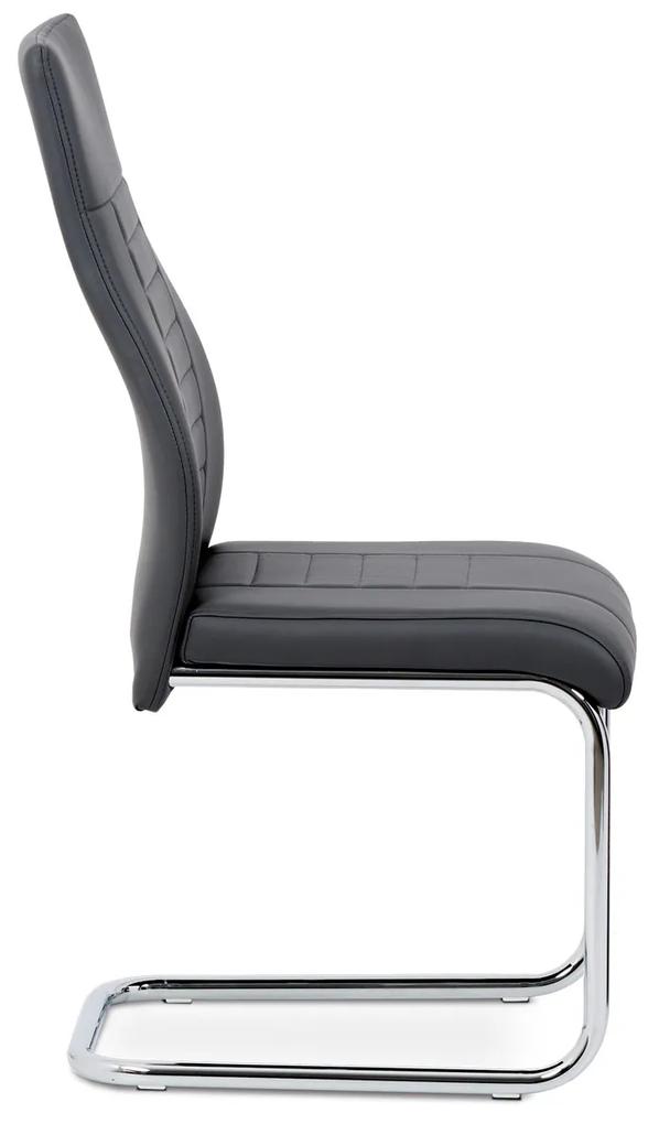 Jídelní židle, šedá koženka / chrom - HC-955 GREY