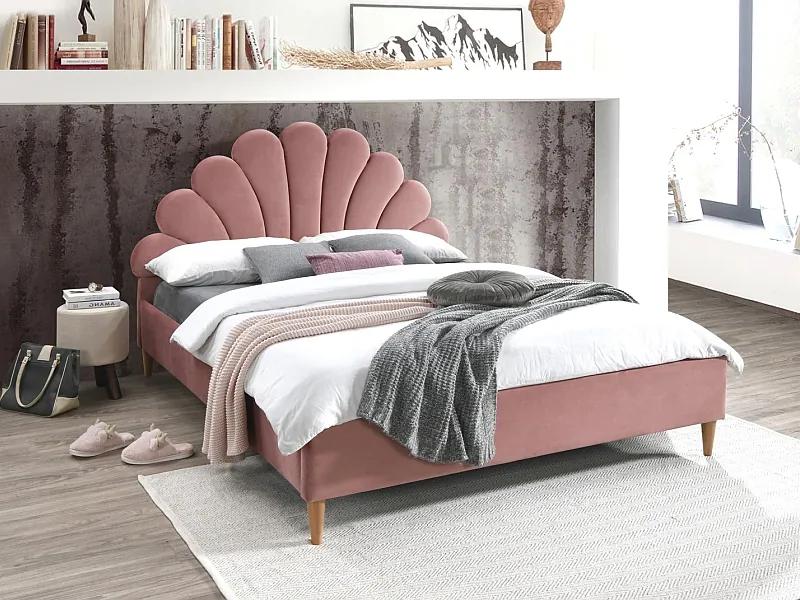 Manželská postel SANTANA VELVET Barva: Růžová / Bluvel 52