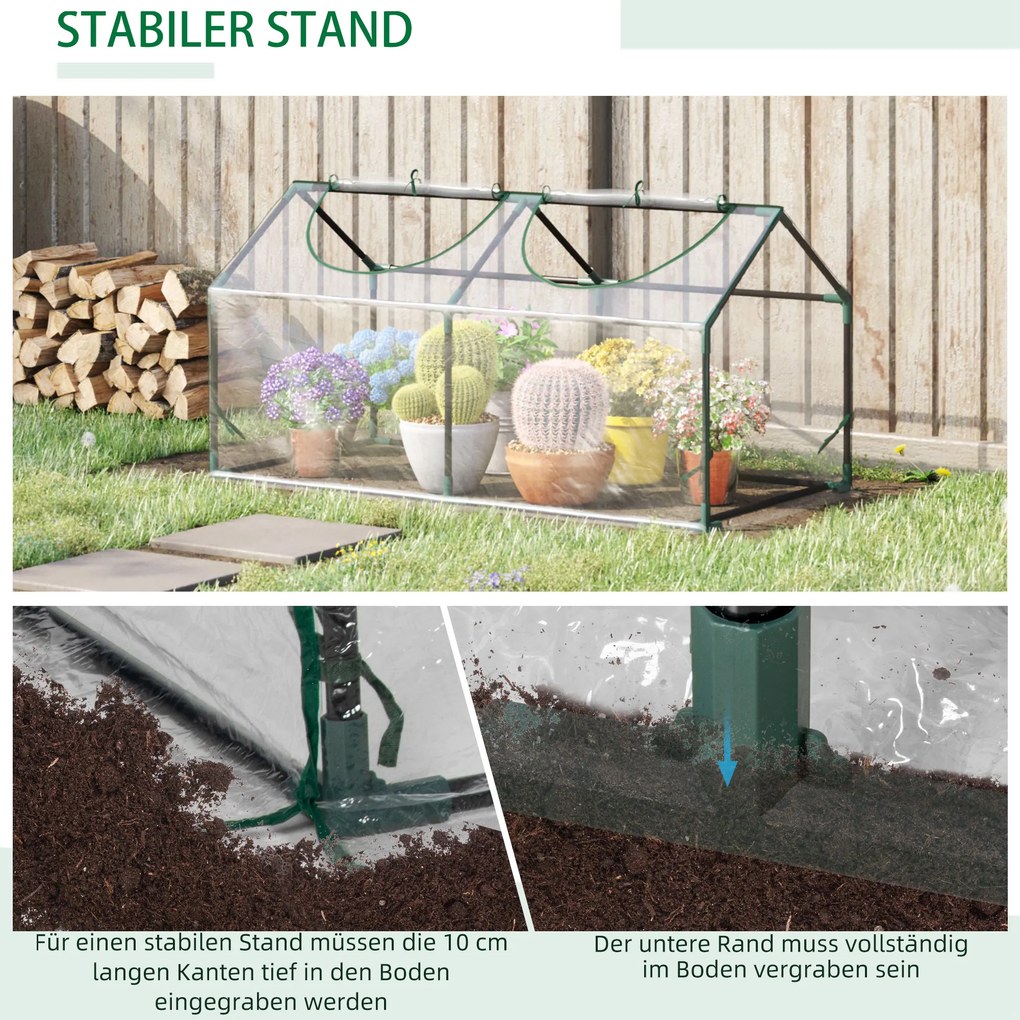 Fóliový skleník Outsunny s oknem, PVC skleník 120x60x60 cm, průhledný skleník na rajčata a chladicí rám pro rostliny