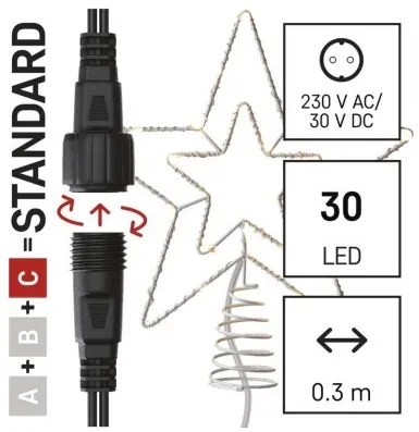 Standard LED spojovací vánoční hvězda KIFO 28,5 cm teplá bílá