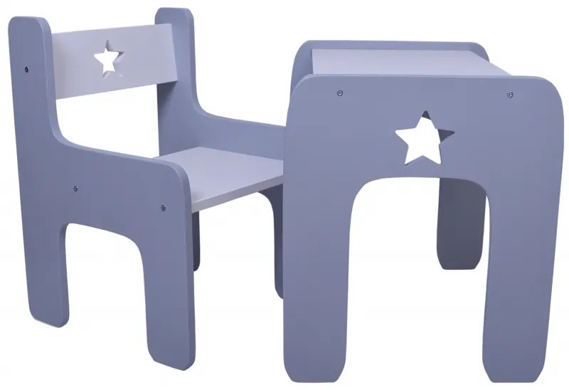 NELLYS NELLYS Sada nábytku Star - Stůl + židle - šedá s bílou