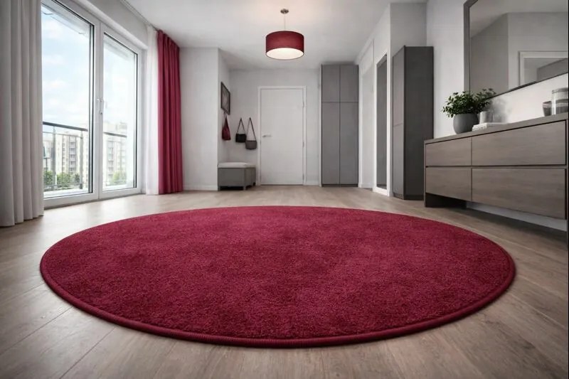 Vopi, Kusový koberec Eton vínově červený kruh, 120x120 (průměr) kruh, červená, chodba / předsíň