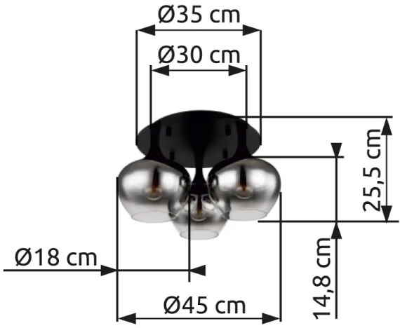 Globo 15548-3D - Přisazený lustr MAXY 3xE27/40W/230V černá