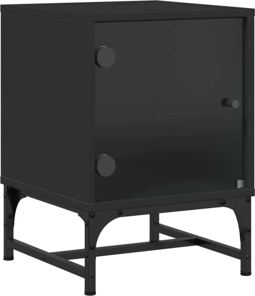 vidaXL Noční stolek se skleněnými dvířky 35 x 37 x 50 cm [836520] Barva: Černá