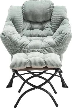Aosom Lounge křeslo s podnožkou, opěrkami a boční kapsou, flanelový potah, 69,9 x 64,0 x 95,0 cm, světle zelená