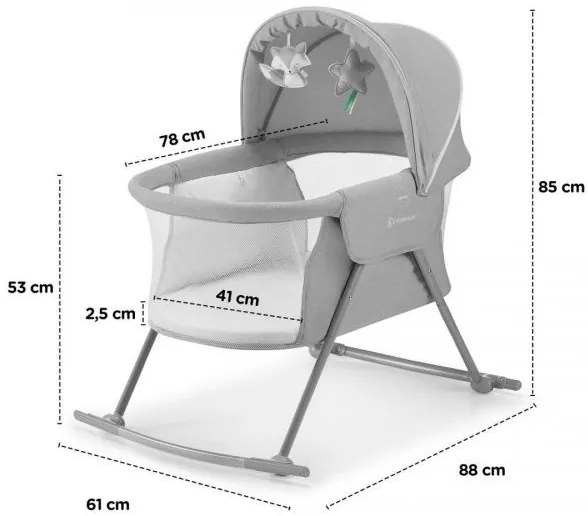 KINDERKRAFT - Postýlka dětská 3v1 LOVI šedá