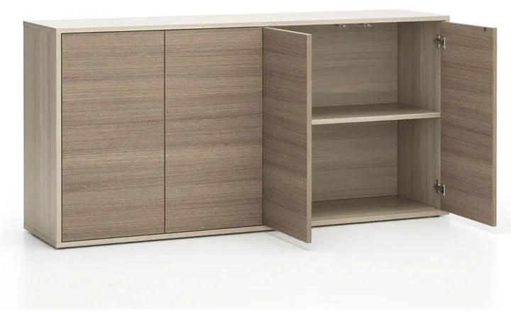 PLAN Kancelářská skřínka s dveřmi LAYERS, dlouhá, 1582 x 400 x 777 mm, dub přírodní / dub mořený