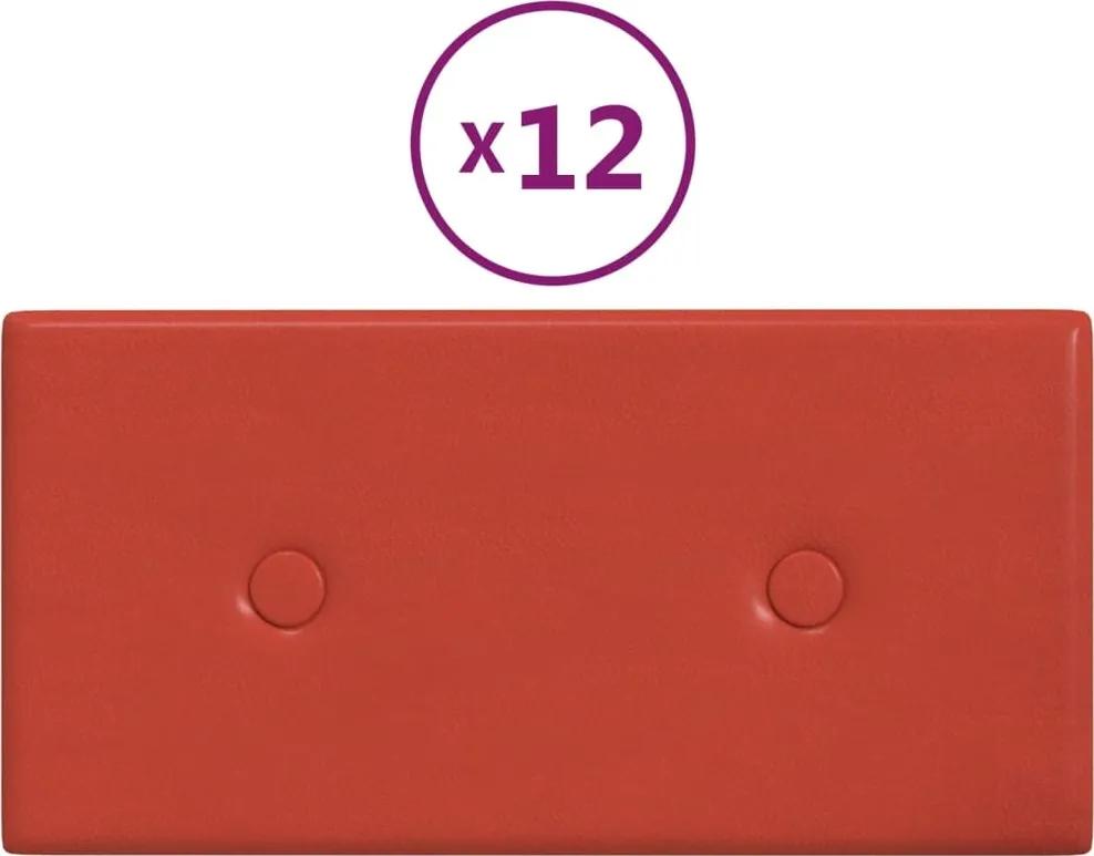 vidaXL Nástěnné panely 12 ks 30 x 15 cm umělá kůže 0,54 m² [343969] Barva: vínová červená
