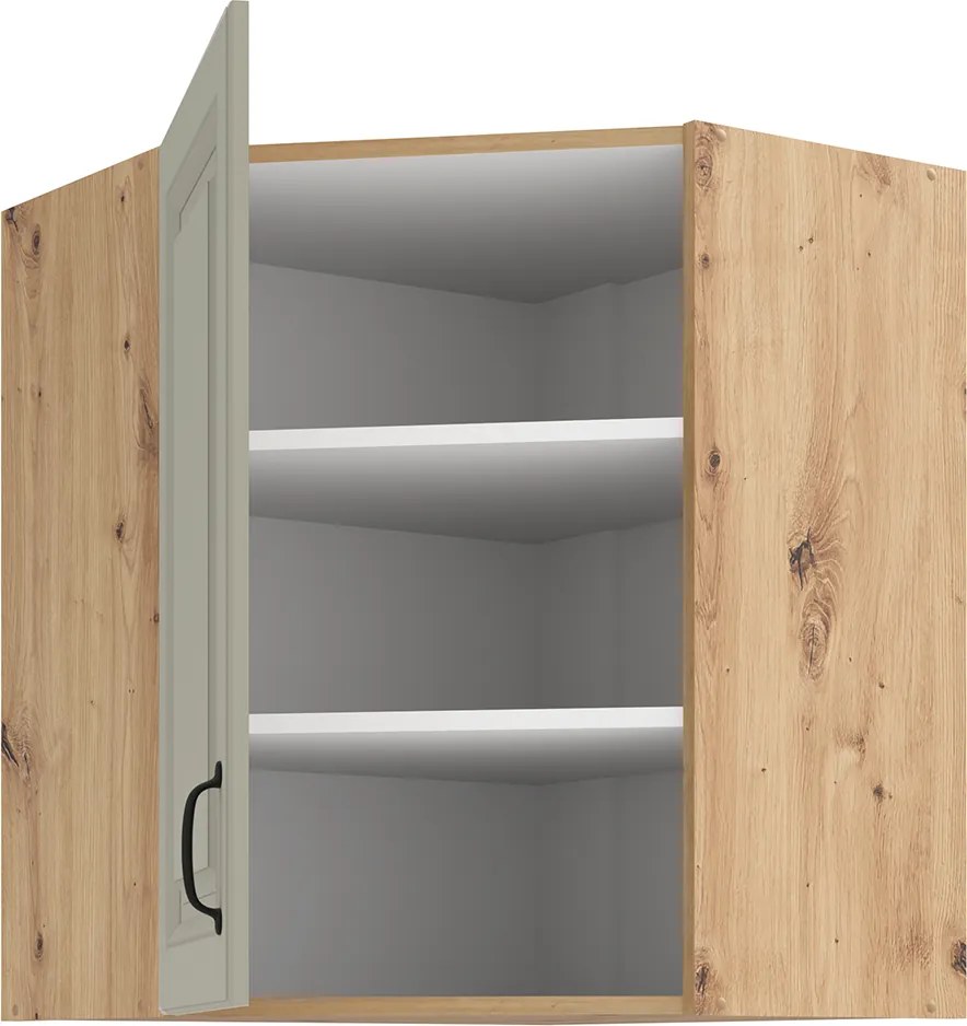 STILO ac | horní skříňka 60x60 GN-72 1F (45°) rohová s policemi | 60x60 cm | UNI dvířka | artisan/světle šedá