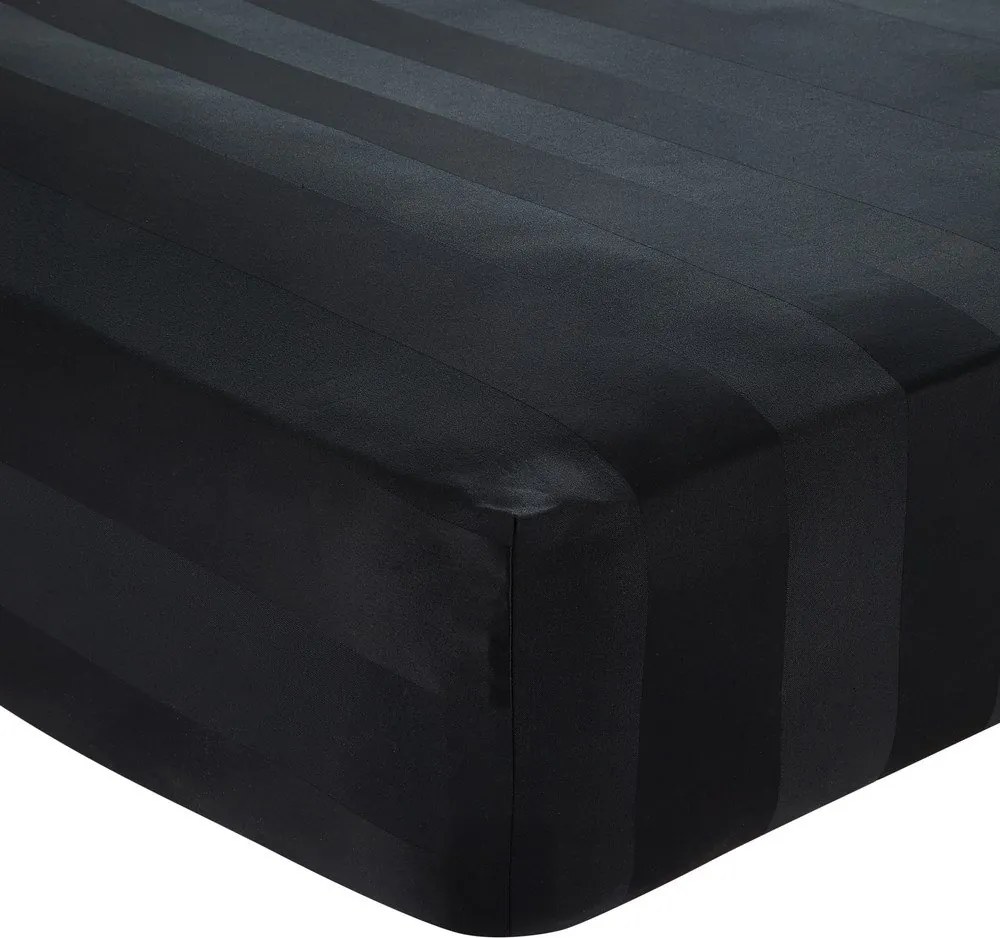 Černé napínací saténové prostěradlo 185x200 cm So Soft Satin Stripe – Catherine Lansfield