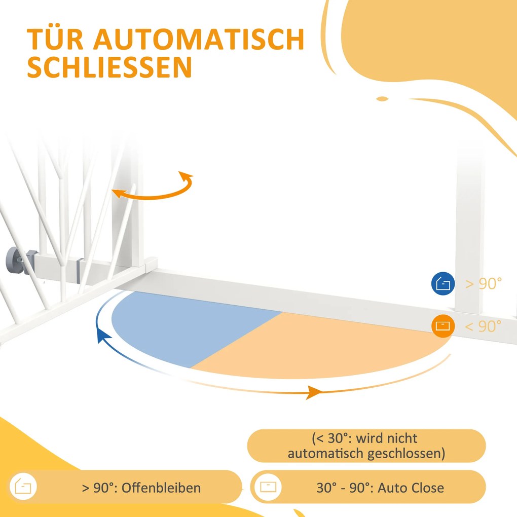 Schodišťová brána PawHut pro psy automatické dveře bez vrtání 74-100cm Bílá