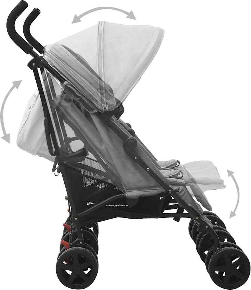 vidaXL Dvojitý kočárek ocel [10235] Barva: taupe