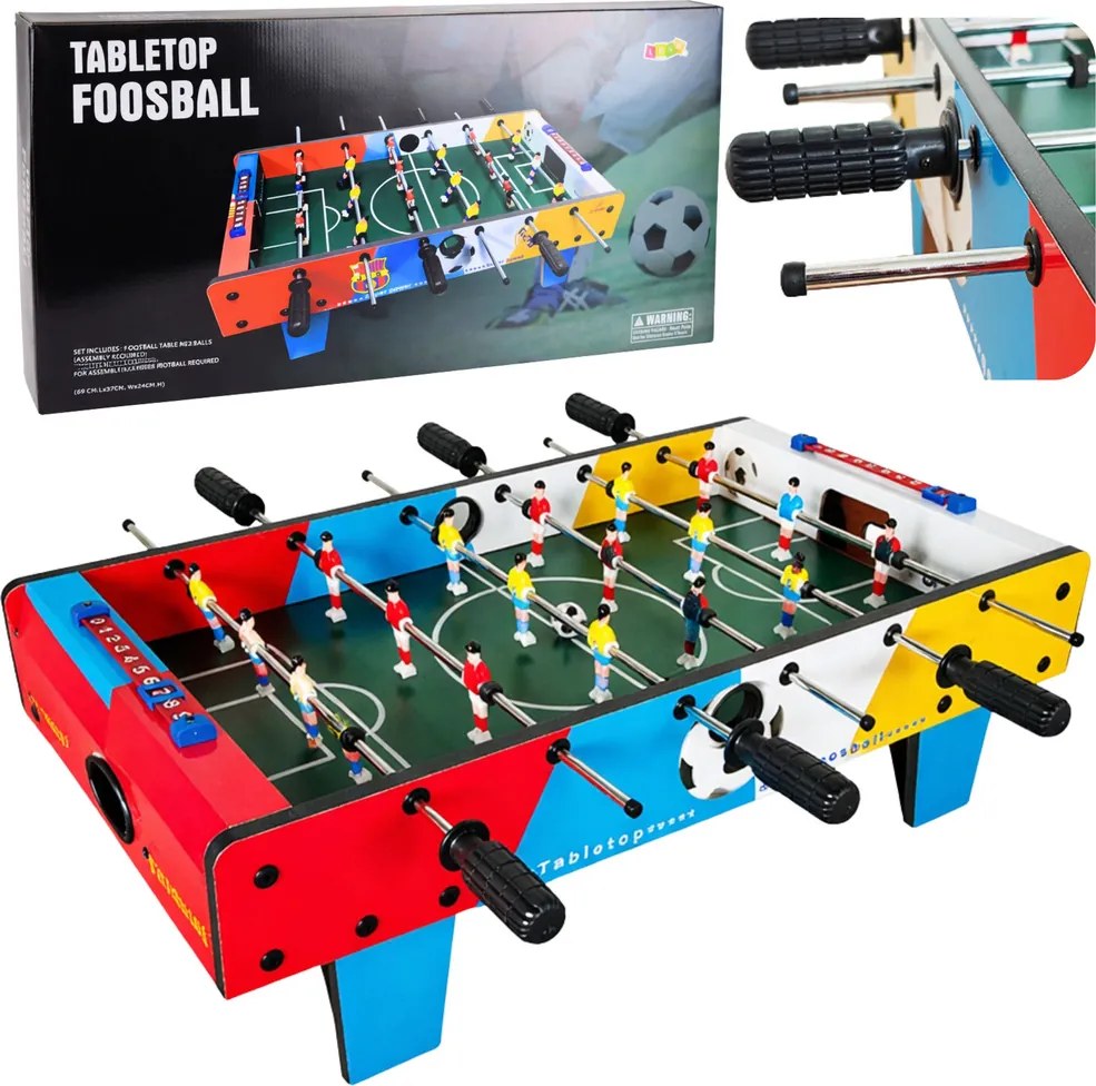 LEAN Toys Mini stolní fotbal – stolní hra na zručnost se 2 míčky, 69 cm
