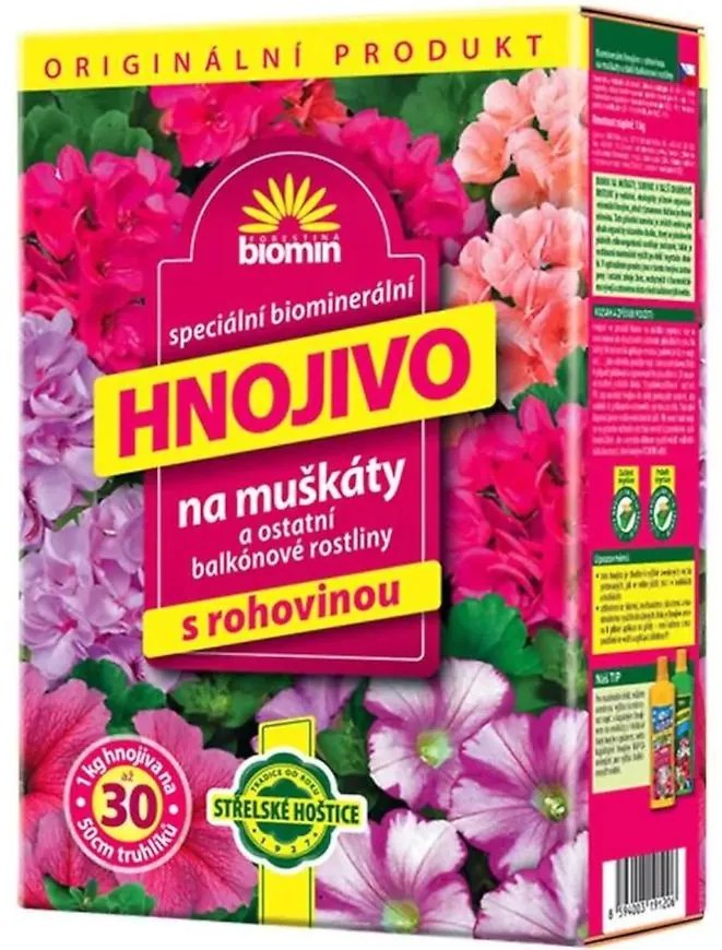 Hnojivo na muškáty a jiné balkónové rostliny s rohovinou 1 kg