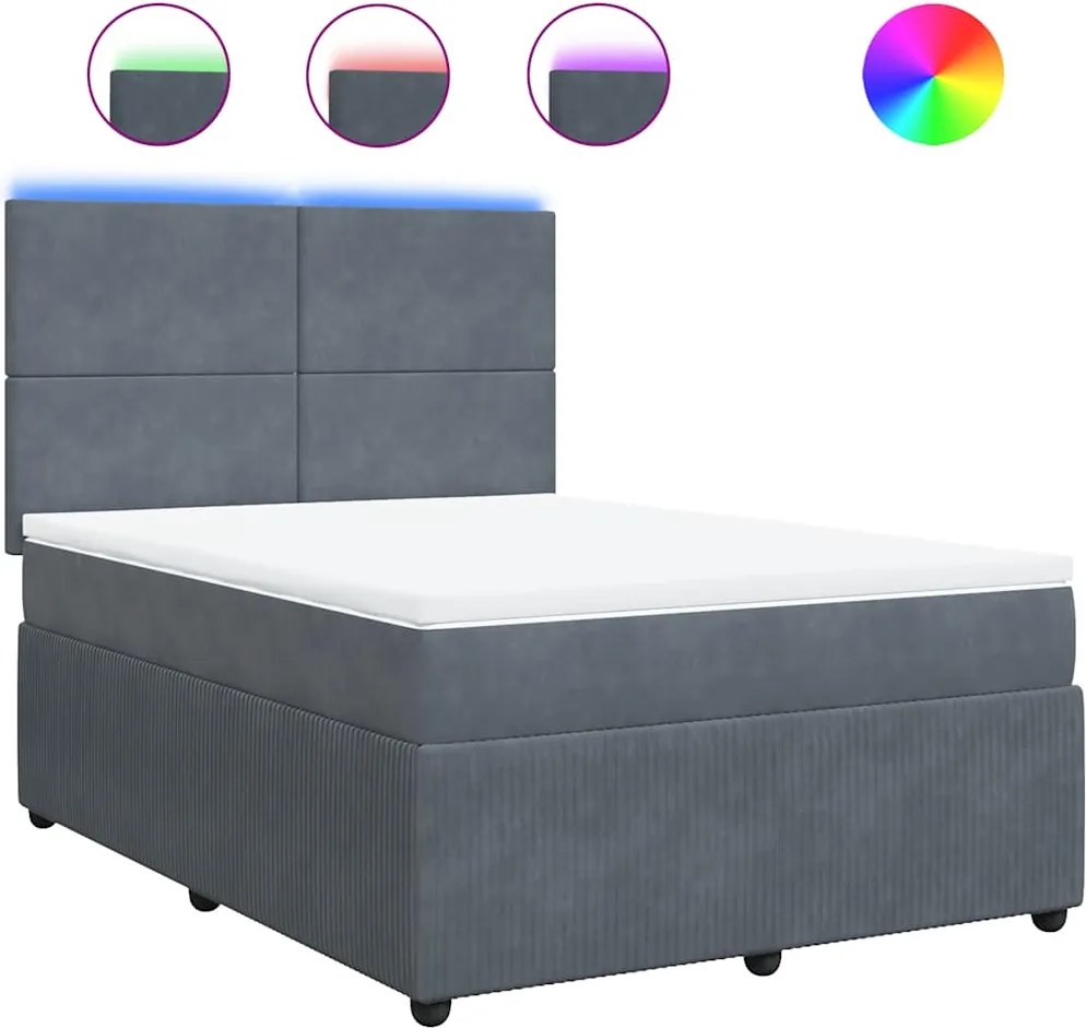 Box spring postel s matrací tmavě šedý 140 x 190 cm samet 3294629