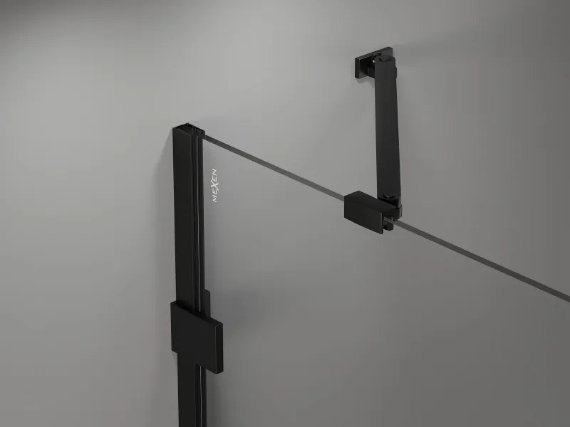 Mexen Lunar, pravostranný výklopný sprchový kout 75 x 80 cm, čiré sklo, černý profil, 834-075-080-70-00-P