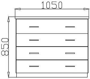 Komoda K4 - buk Moření: B0, Úchyty: Úchyt - kód 12191, Typ pojezdu: Soft close/tip on