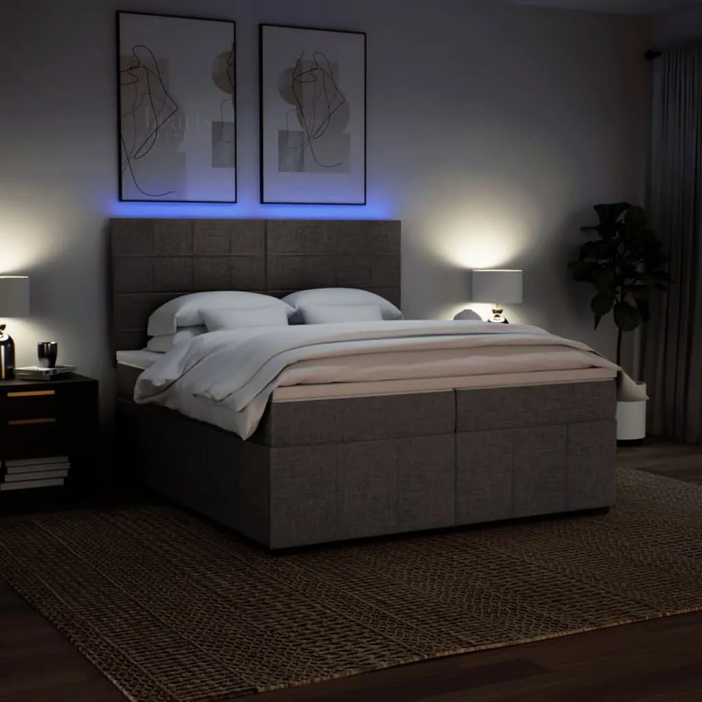Box spring postel s matrací taupe 200x200 cm textil 3294079