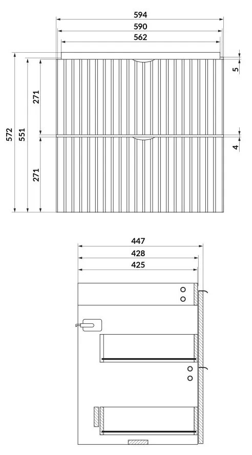 Cersanit Tirso, závěsná umyvadlová skříňka 594x447x572 mm + keramické umyvadlo, bílá matná, S801-545