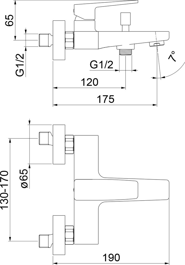 Sapho TURSI nástěnná vanová baterie černá mat TI010B