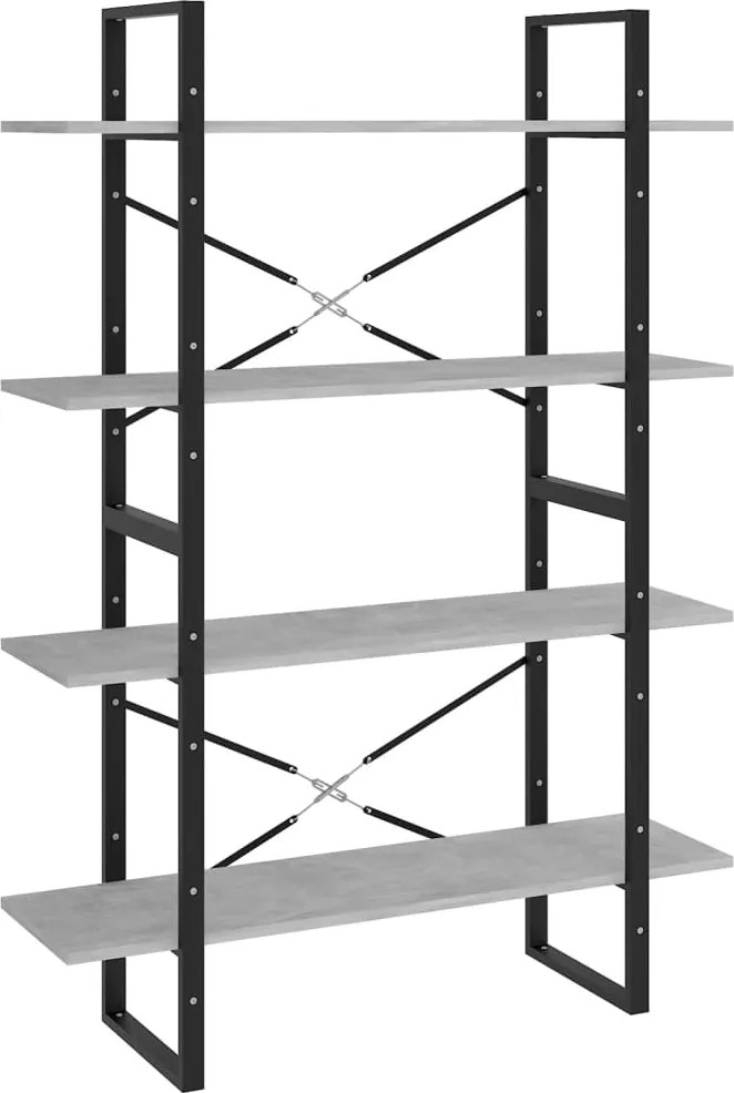 vidaXL Knihovna se 4 policemi betonově šedá 100 x 30 x 140 cm kompozit