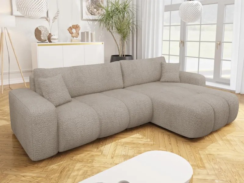 Rohová rozkládací sedačka Larow Maxi Boucle, Potah: Coral 45