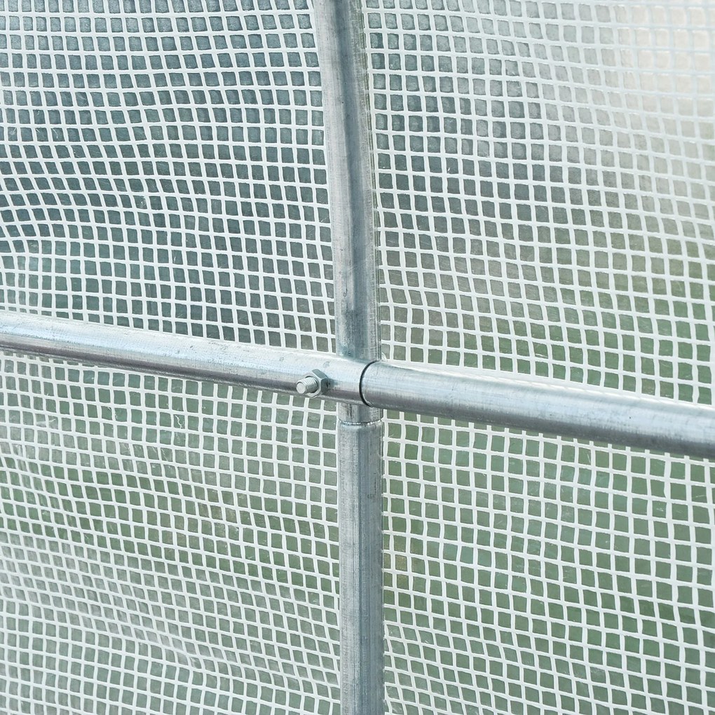 Zeleninový skleník Outsunny 245x200x200cm – fóliový skleník s dveřmi a oknem, poly tunel z pozinkované oceli, zahradní tunel, skleník včetně zakotvov…