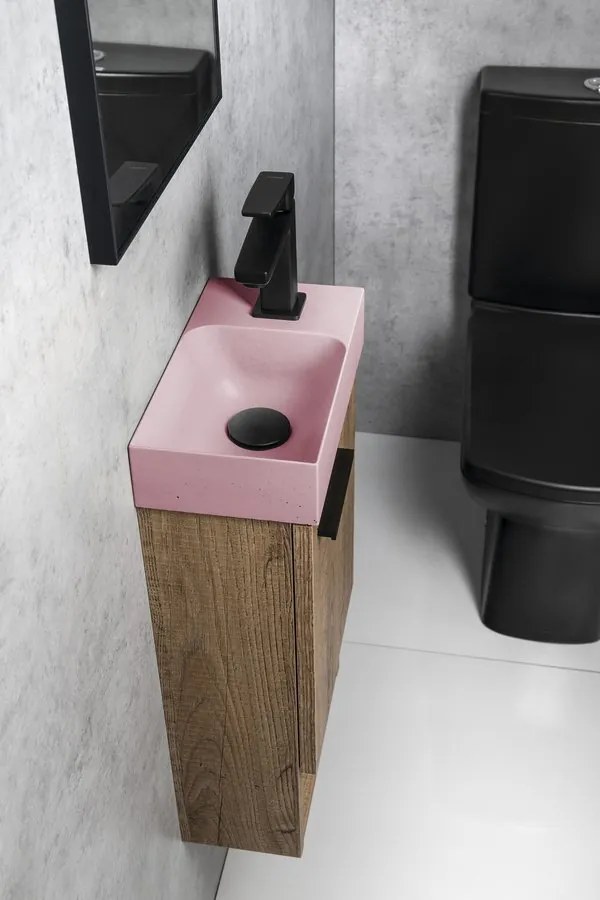Sapho Piccolino umývátko 30,8 x 10 x 17 cm otvor pro baterii vpravo bez přepadu beton růžová PK30521
