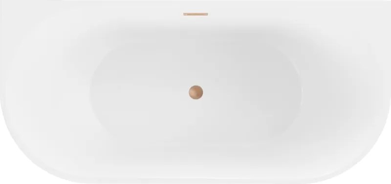 Mexen Oval volně stojící vana přisazená ke stěně 150 x 75 cm, bílá, přepad kartáčovaný měď - 52671507500-65