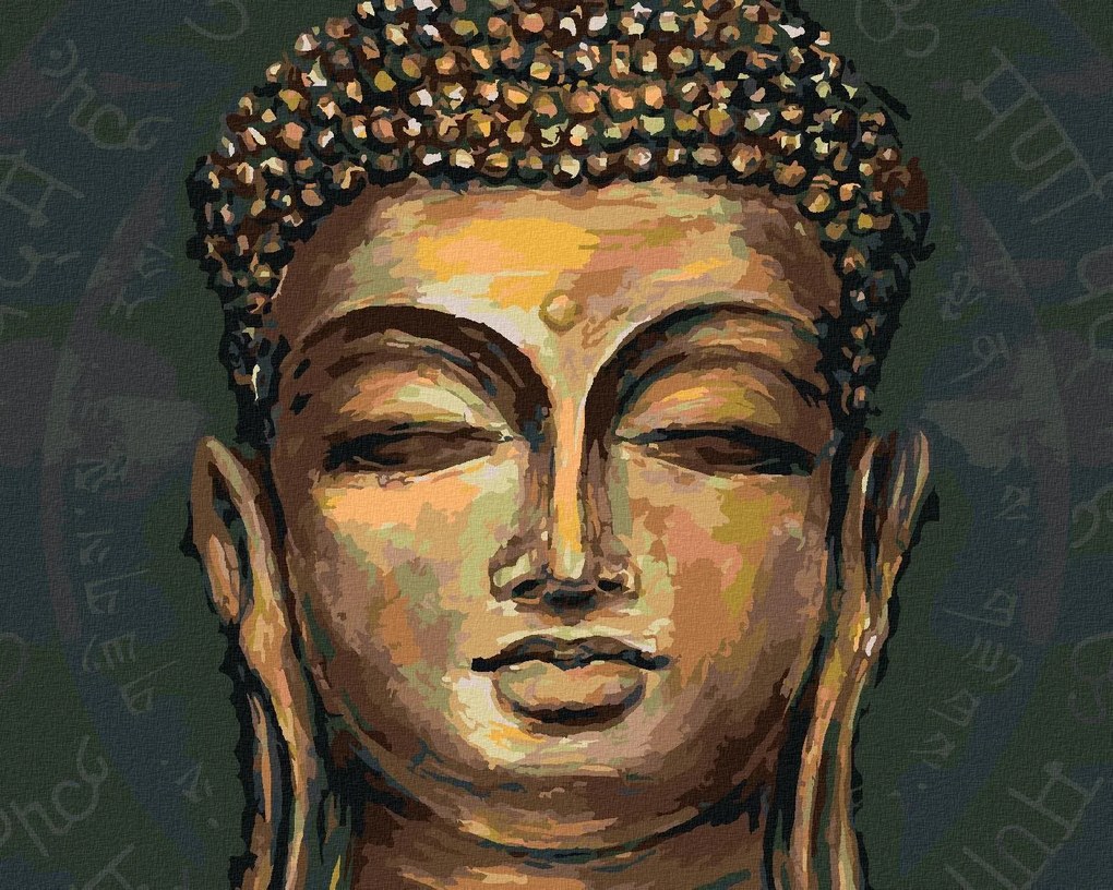 zuty zuty - malování podle čísel - zlatý buddha, 40x50 cm, plátno