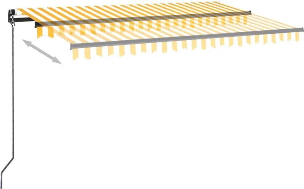 Ručně zatahovací markýza s LED světlem 450 x 350 cm žlutobílá 3069203