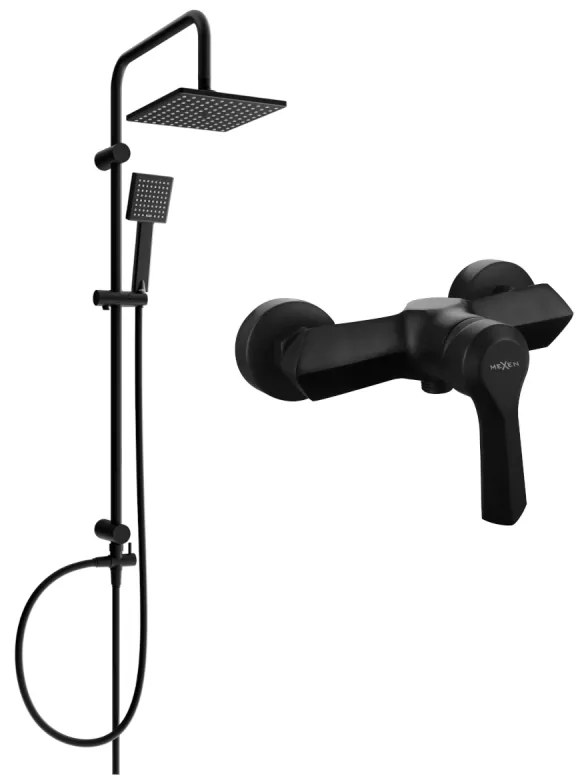 Mexen Tord nástěnný sprchový set s dešťovou sprchou a sprchovou baterií Sabre, černý - 72140200-70