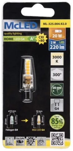 LED žárovka G4 McLED 2W (20W) teplá bílá (3000K) 12V ML-325.004.92.0