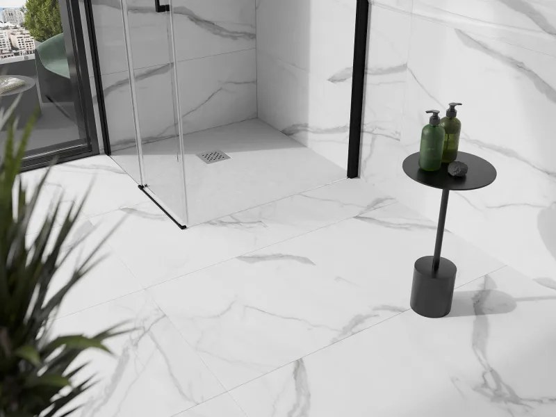 Mexen Stone+, čtvercová vanička z minerálního kompozitu 80 x 80 cm, bílá, 44108080