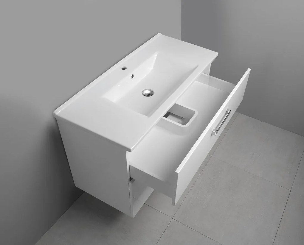 Aqualine, VEGA umyvadlová skříňka 100cm, 2xzásuvka, bílá, VG103