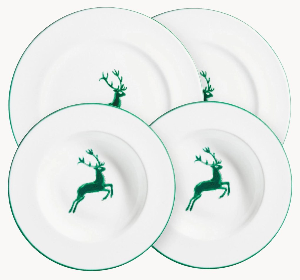 Ručně vyráběná sada keramického nádobí pro 2 osoby Green Deer